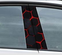 Stylish Red Hex B-Pillar Car Graphics for All Cars | Motorik Detailing