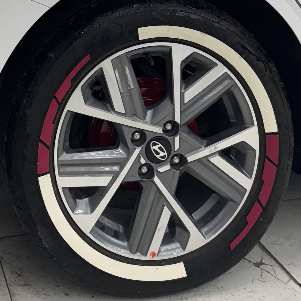 Motorik Rubber Tyre Stickers Kit - White & Gun Strips for 15''-19 ...